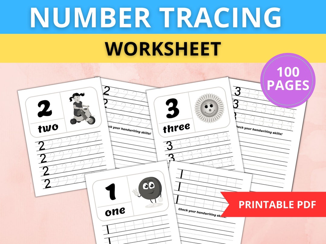1-50 Number Tracing Worksheet for Kids, Handwriting Practice Sheets for ...