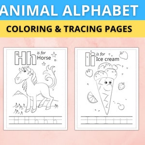 26 Preschool Animal Alphabet Coloring Pages, Alphabet Letter Tracing ...