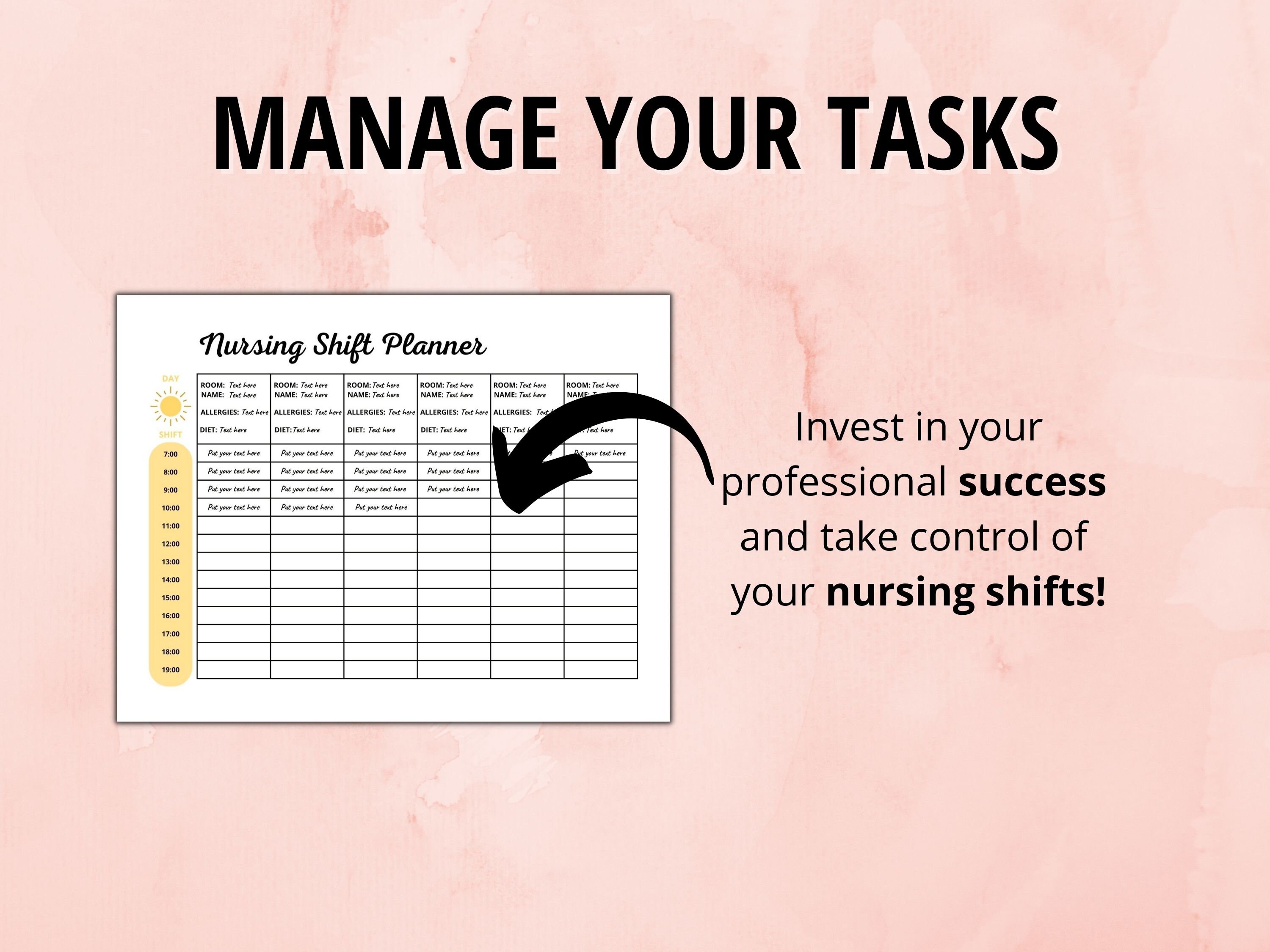 Nurse Hourly To-do & Nursing Shift Planner, Nursing Template and ...