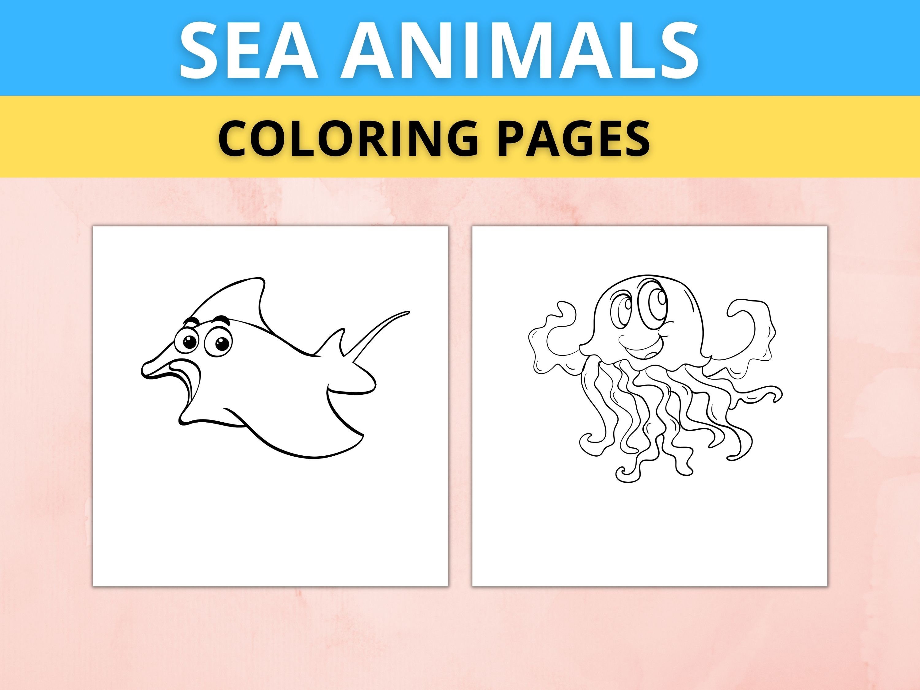 29 Cute Sea Animals Coloring Pages, Sea Creatures Coloring Sheets for ...