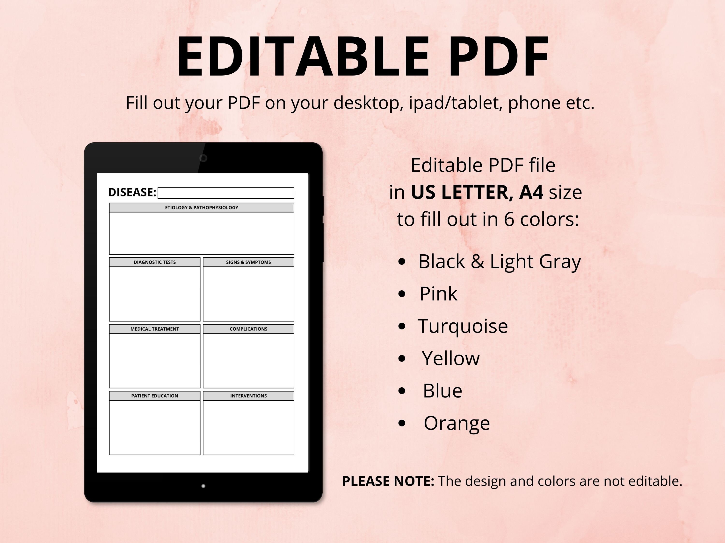 Med Surg Study Template, Nursing Notes, Disease Template, Nursing ...