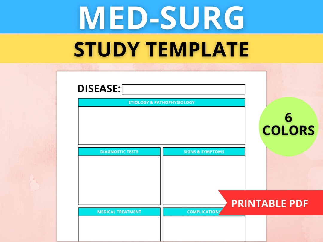 Med Surg Study Template, Nursing Notes, Disease Template, Nursing ...