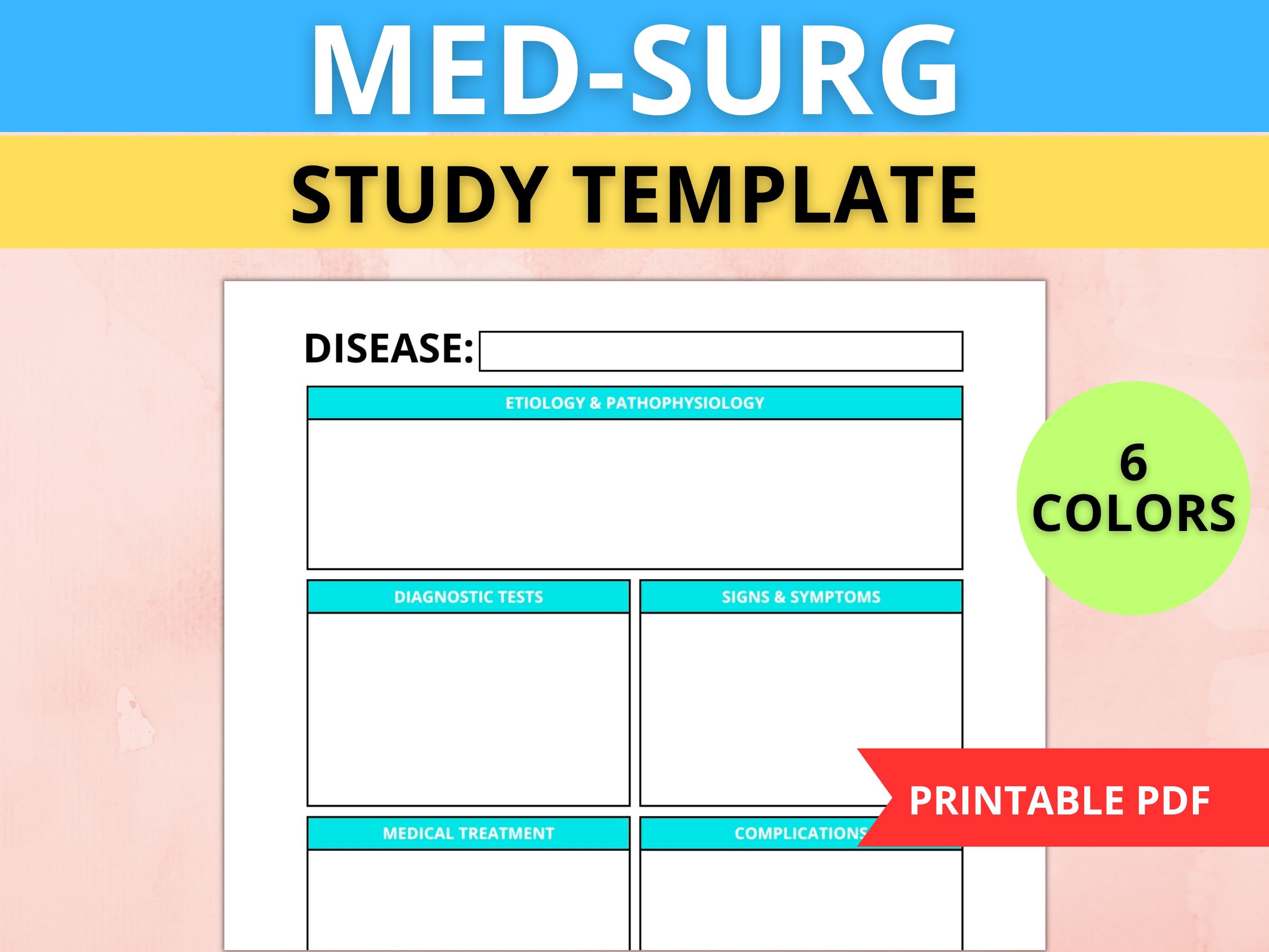 Med Surg Study Template, Nursing Notes, Disease Template, Nursing ...