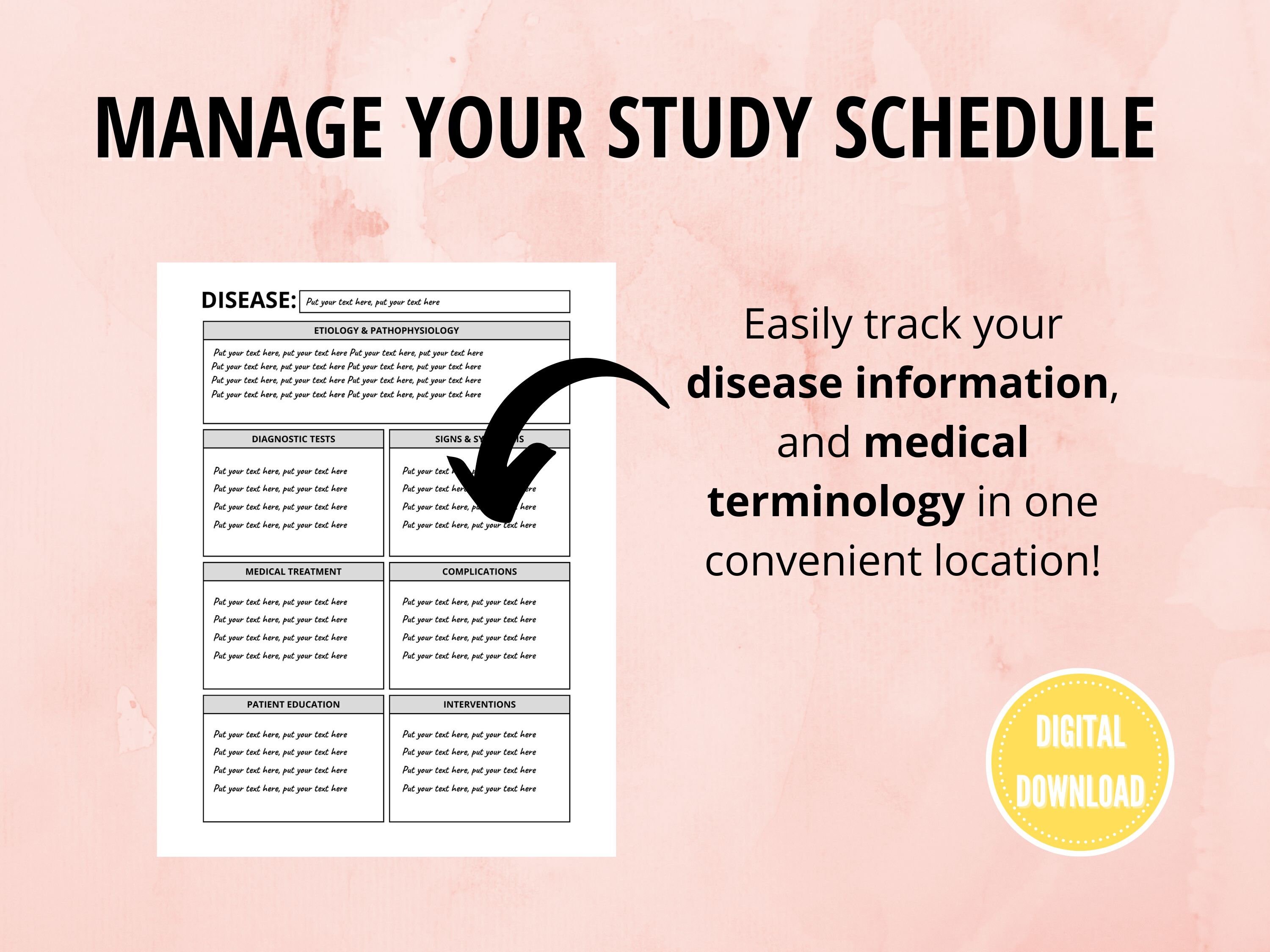 Med Surg Study Template, Nursing Notes, Disease Template, Nursing ...