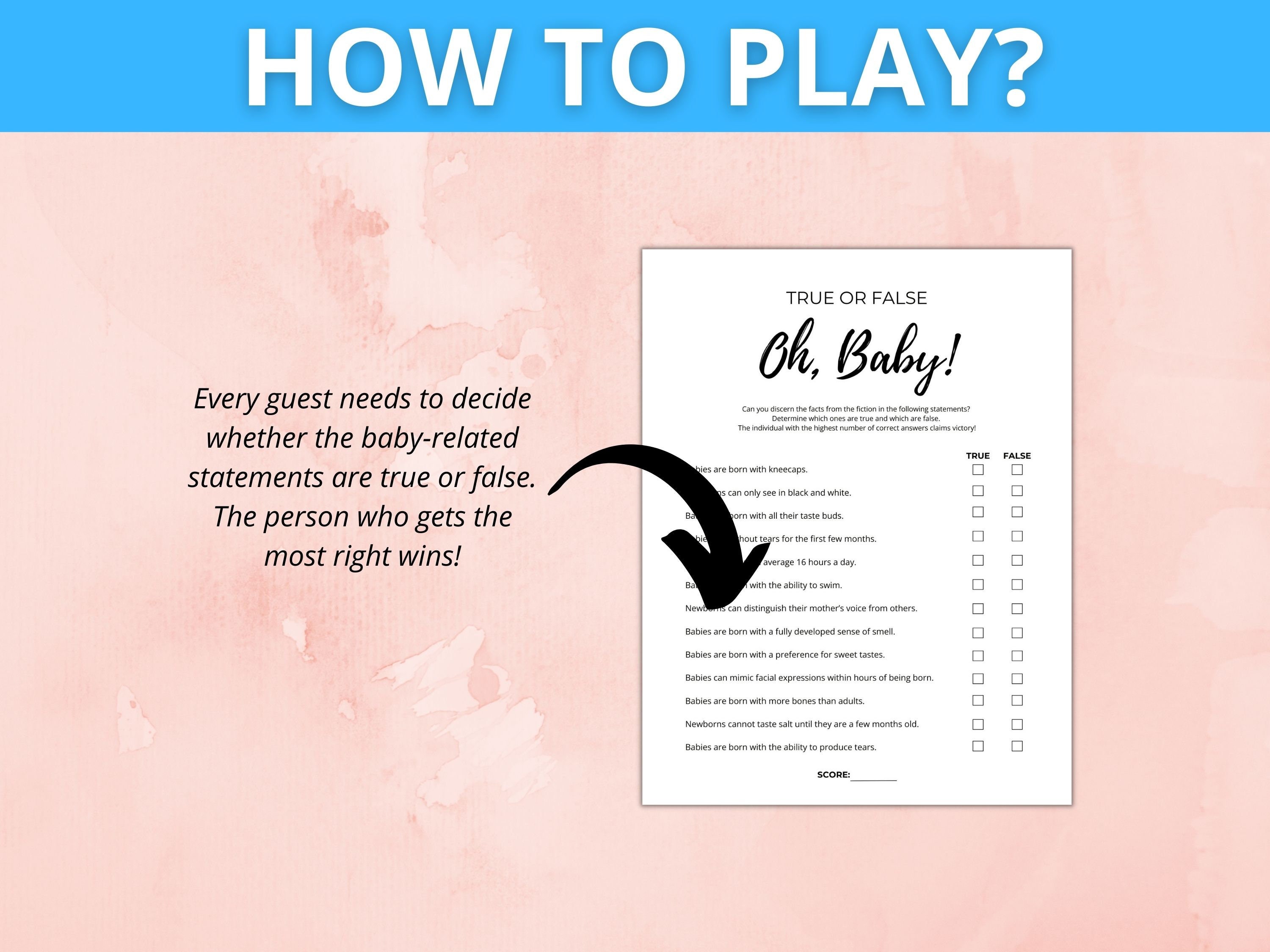 True or False Baby Shower Game, Baby Shower Party Game, Baby Trivia ...