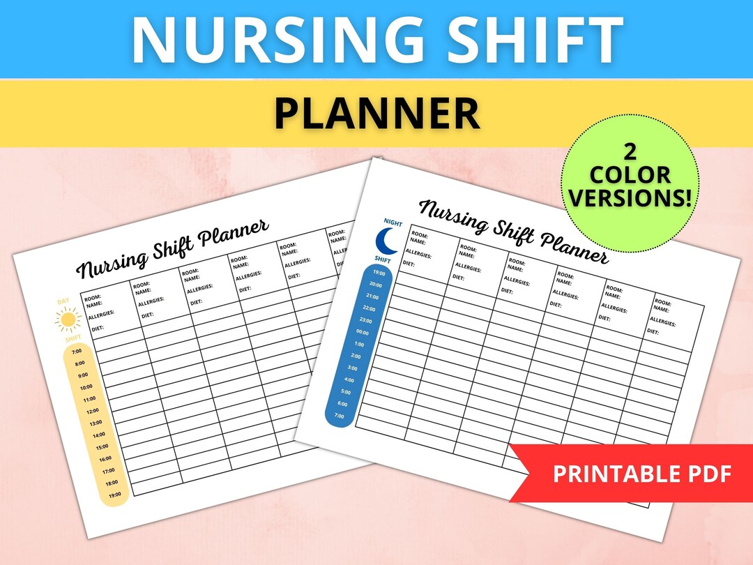 Nurse Hourly To-do & Nursing Shift Planner, Nursing Template and ...