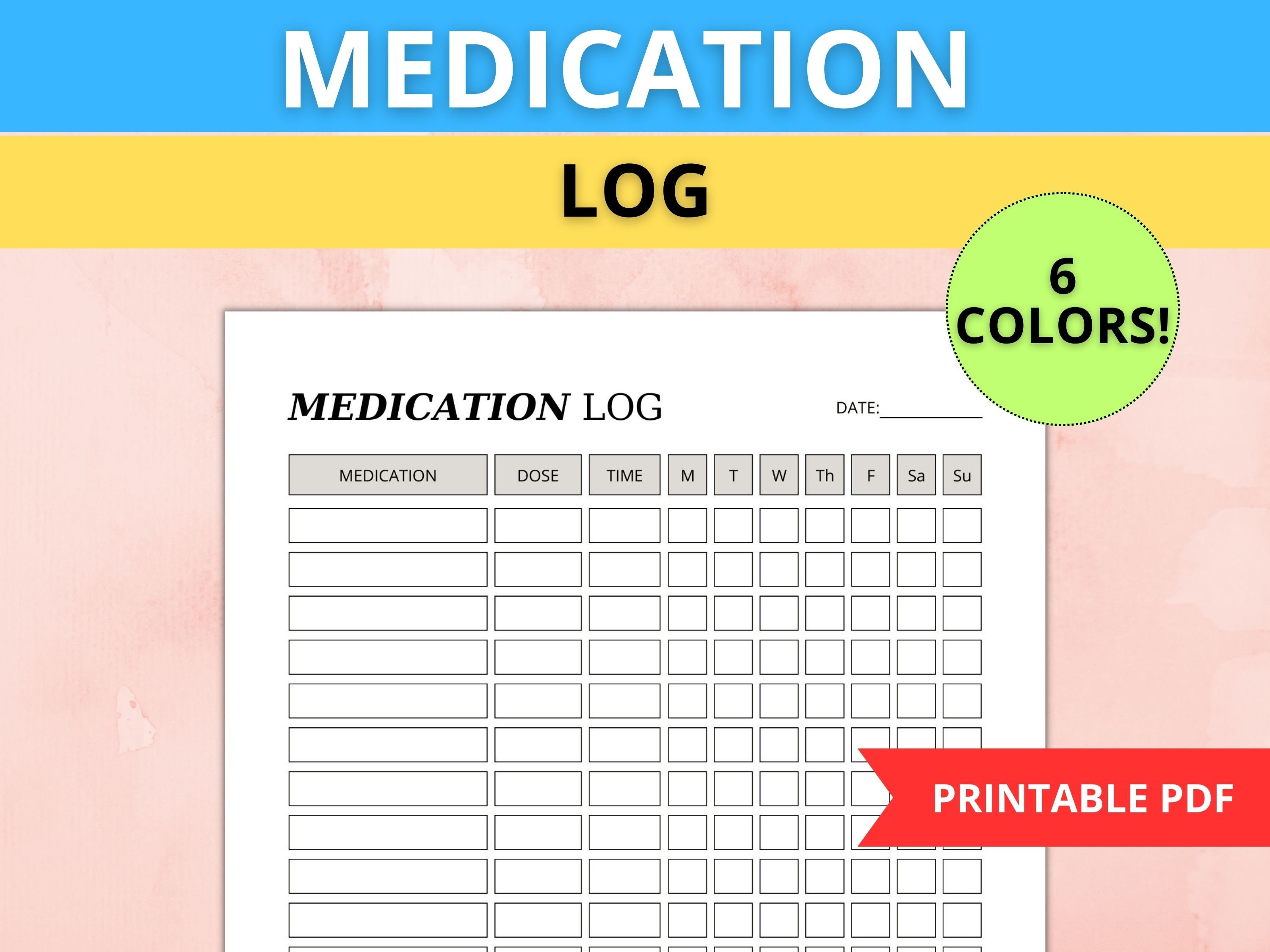 Daily Medication Log, Vitamin and Pill Tracker, Medication Organizer ...