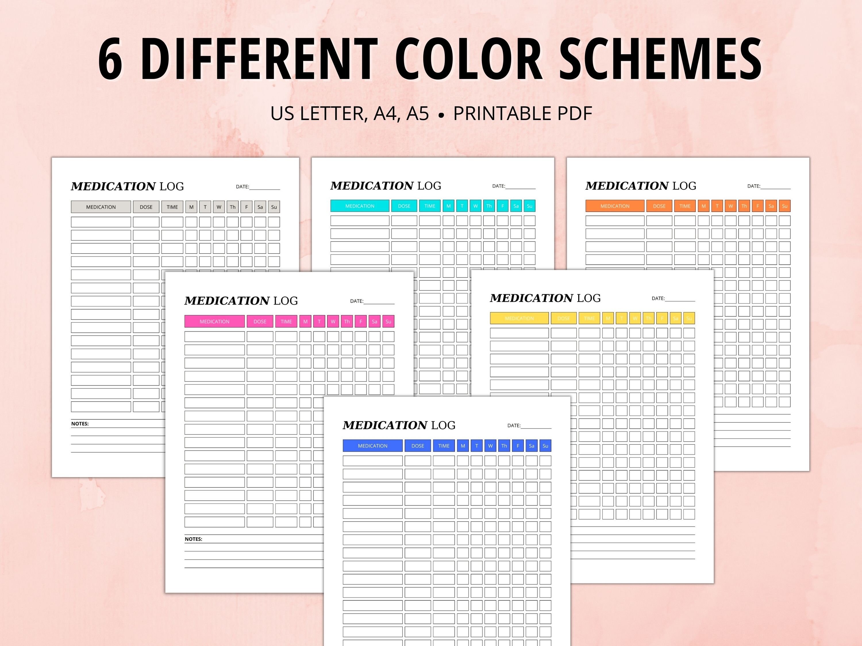 Daily Medication Log, Vitamin and Pill Tracker, Medication Organizer ...
