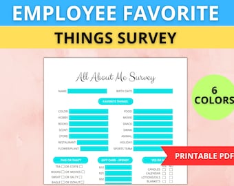 Favorite Things List Get to Know You Questions All About Me Survey ...