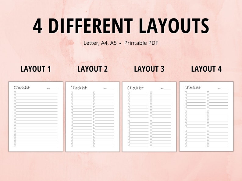 Blank Checklist Template, Minimalist & Simple Task Checklist, Printable ...
