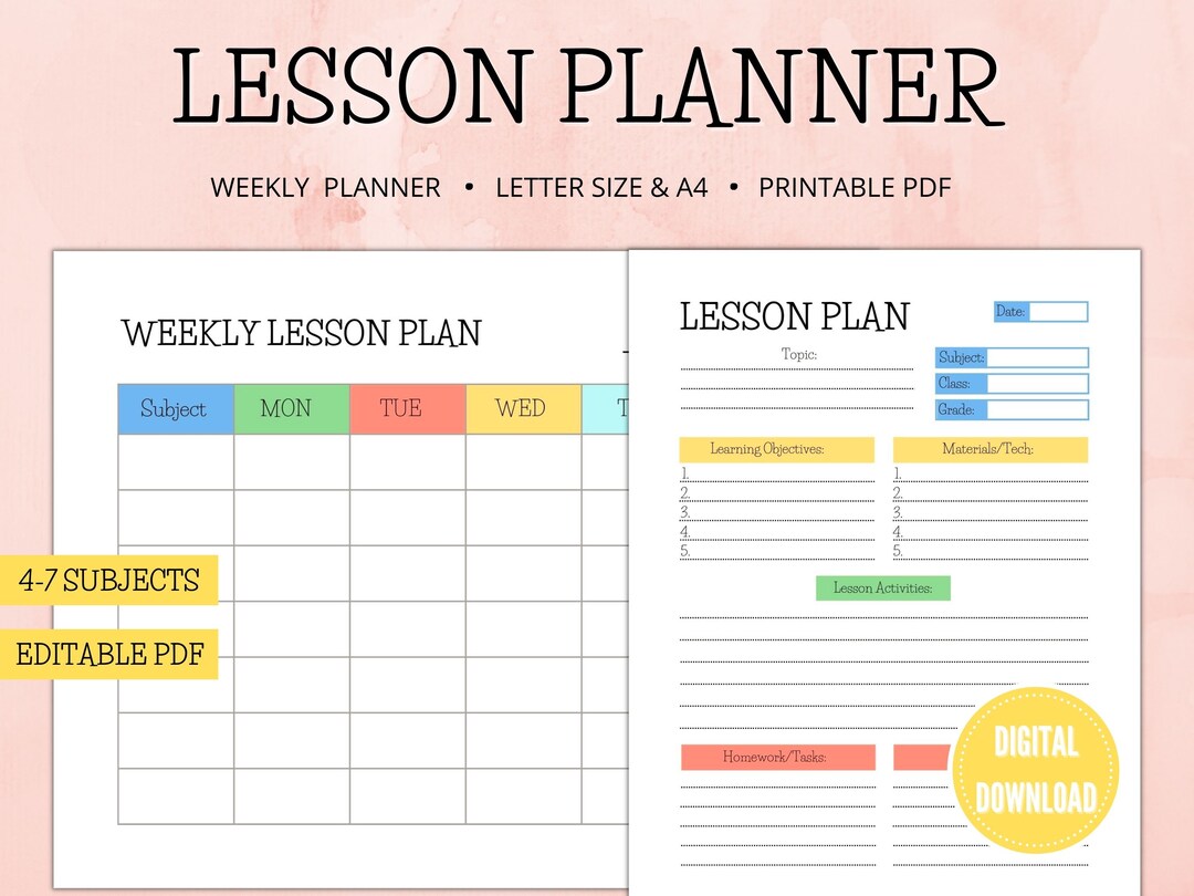 Weekly Lesson Plan Template Printable Homeschool Planner - Etsy