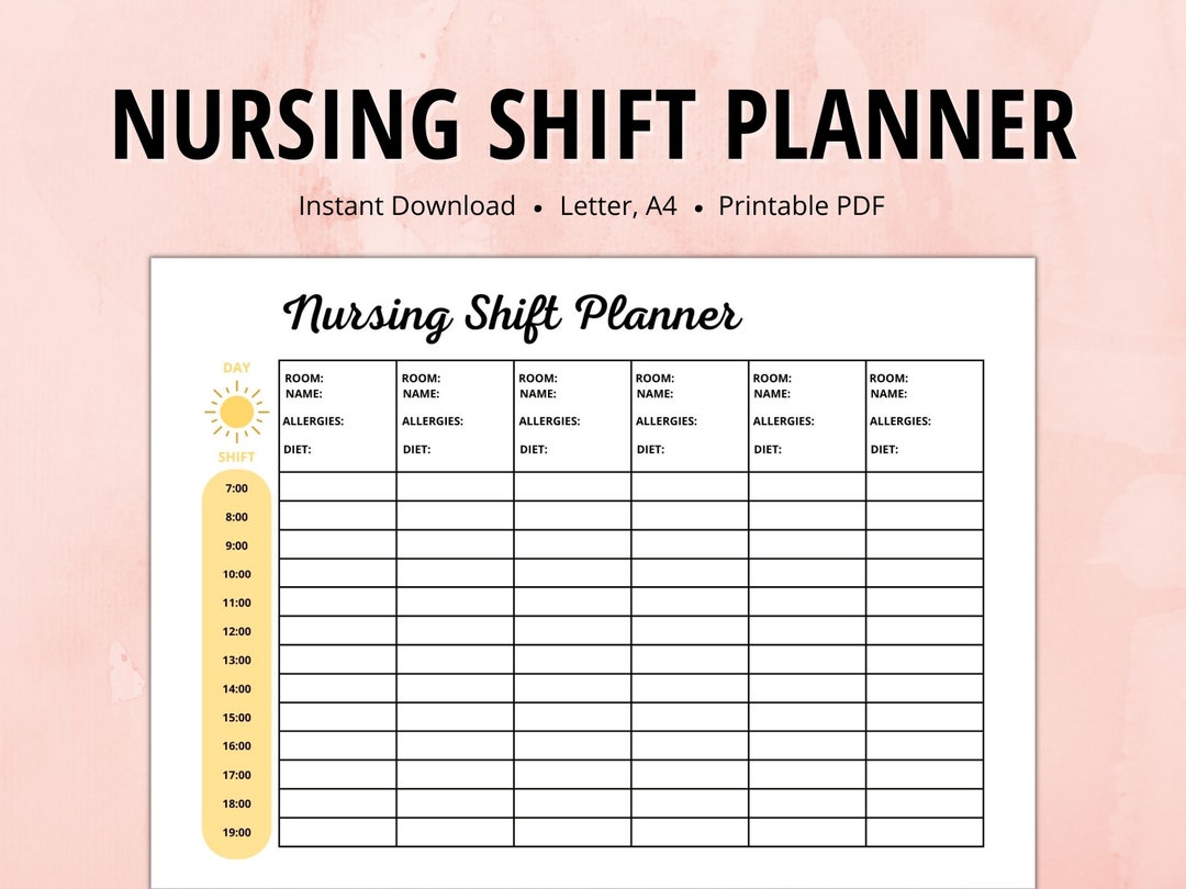 Nurse Hourly To-do & Nursing Shift Planner Nursing Template - Etsy