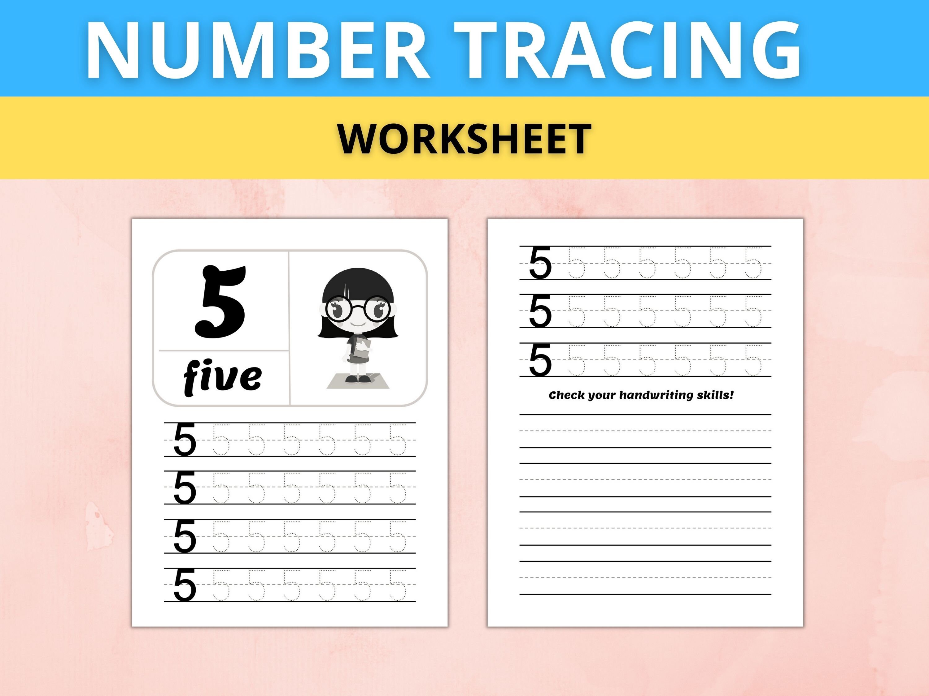 1-50 Number Tracing Worksheet for Kids, Handwriting Practice Sheets for ...