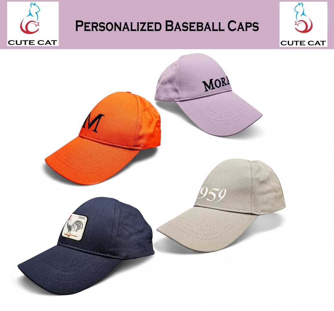 Personalized Embroidered Baseball Cap, Custom Text Unisex Hat - Etsy