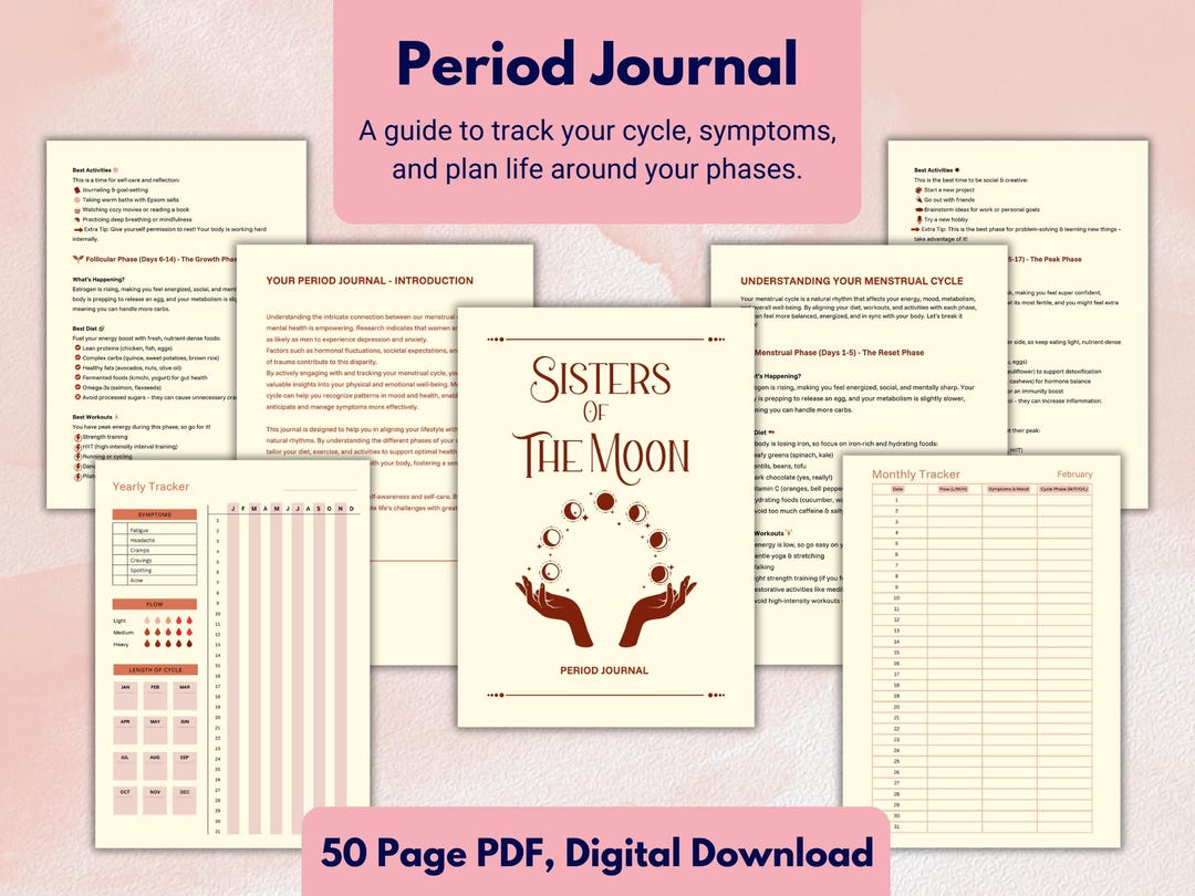 Period Tracker Printable / Period Journal Printable / Menstrual Phase ...