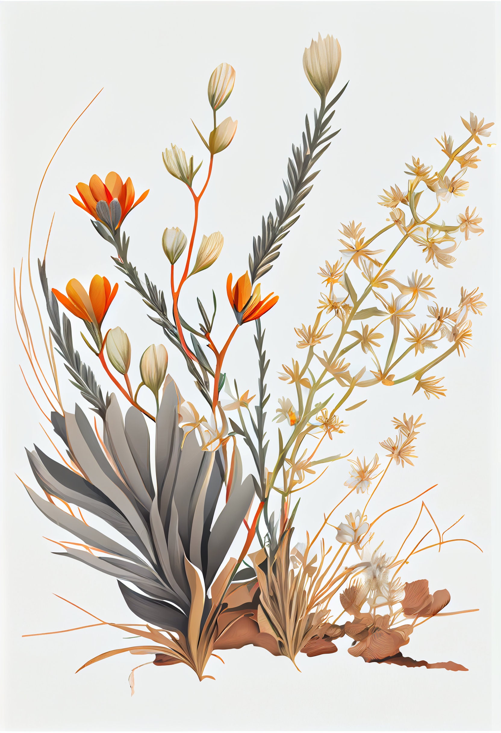 High Desert Flowers Illustrations , 5 PNG Digital Files It Print at ...