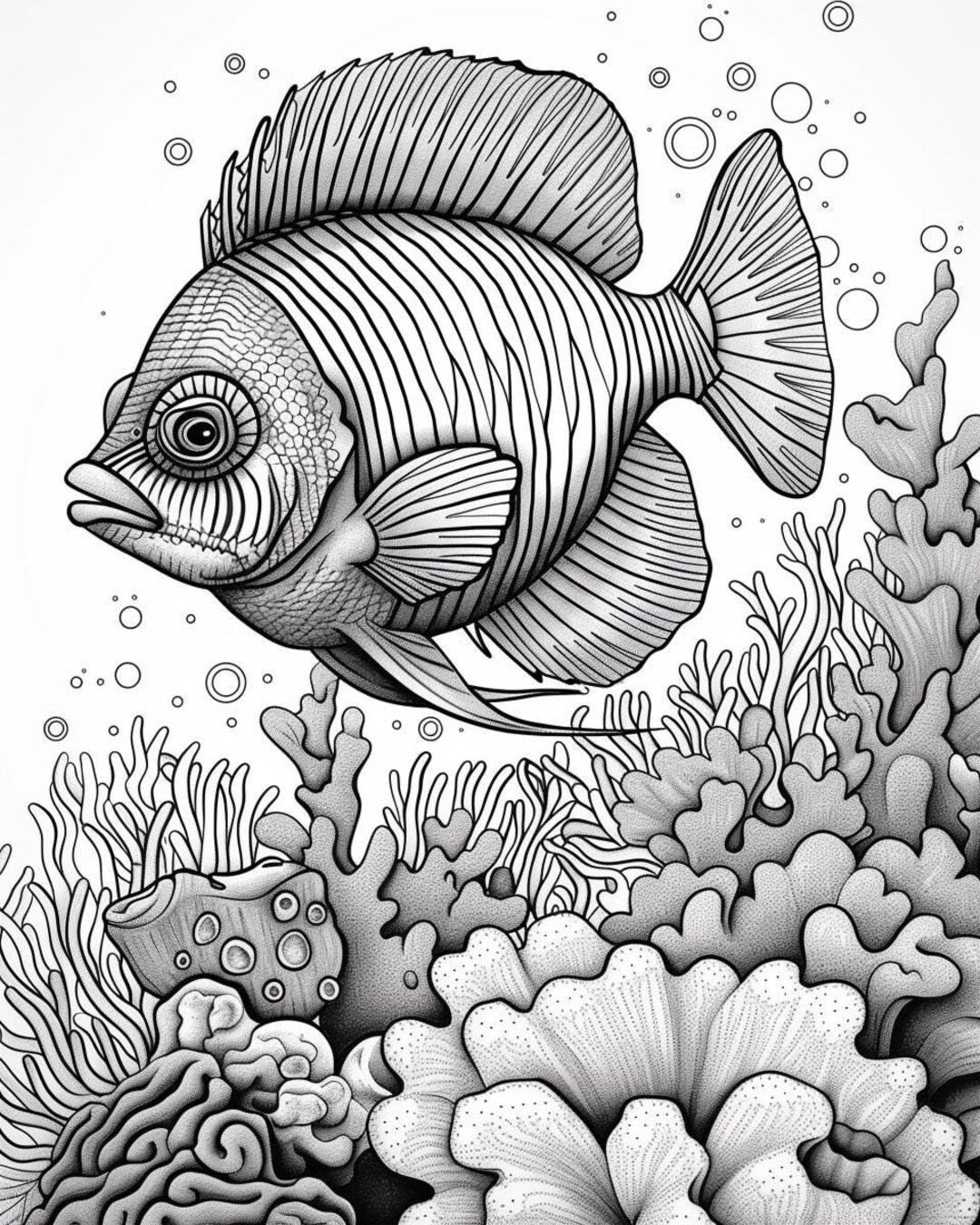Printable Fish Swimming Coloring Pages, 6-PNG Files for Your Printable ...