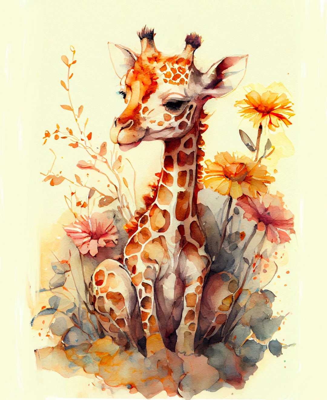 Giraffe Baby Digital File, Watercolor , PNG Image - Etsy