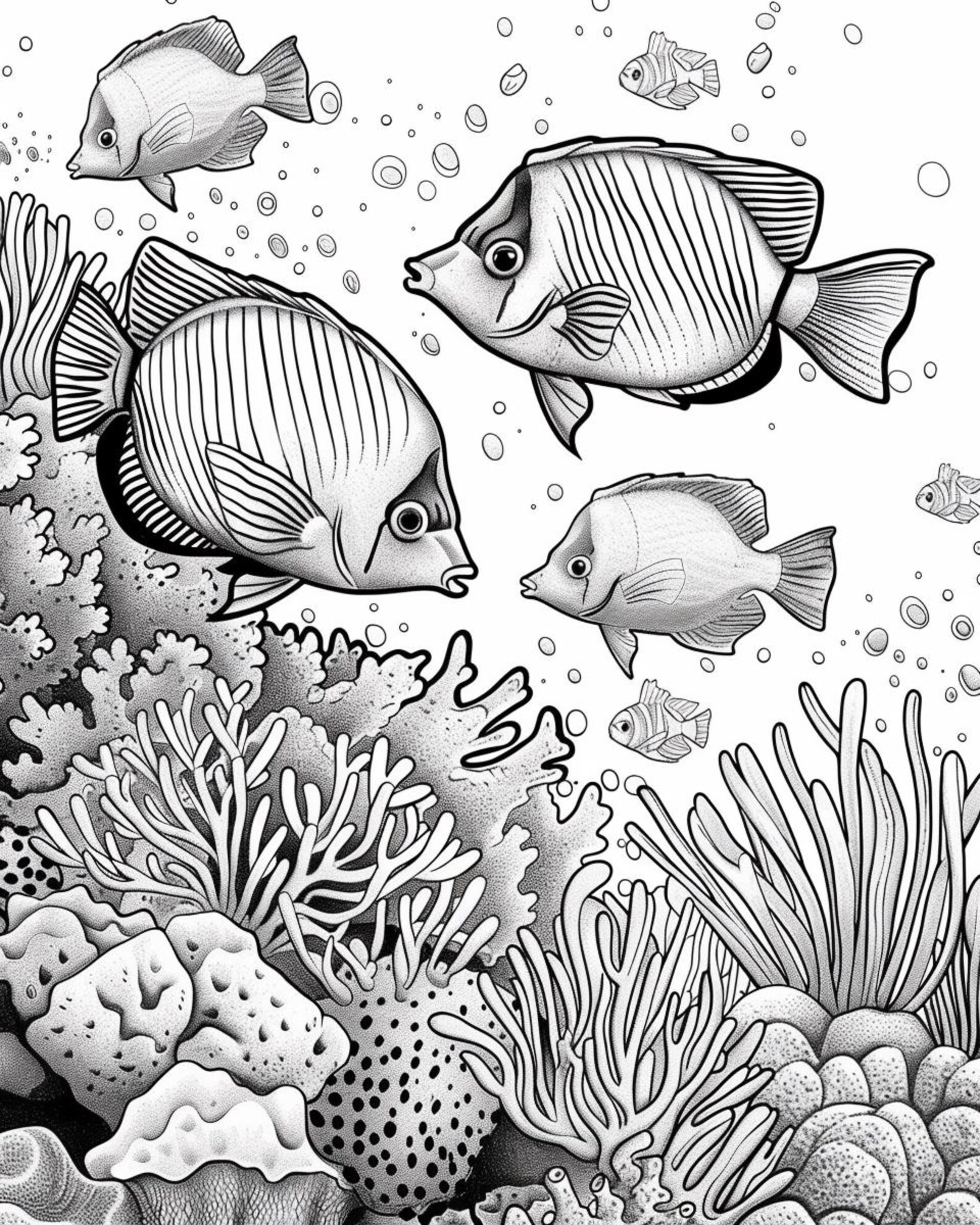 Printable Fish Swimming Coloring Pages, 6-PNG Files for Your Printable ...
