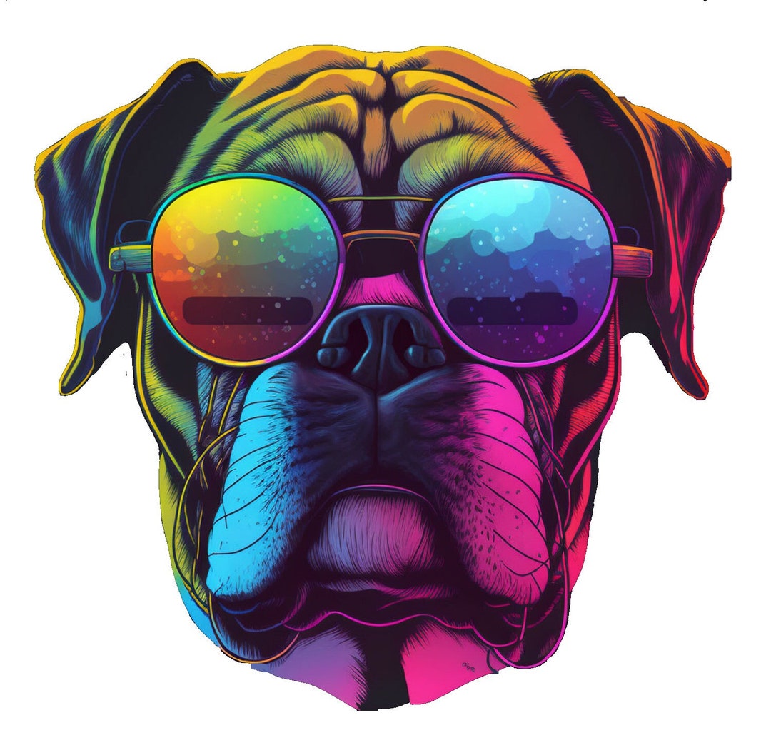 Dog in Neon, Bulldog , Boxer, 1 PNG Computer Generated File - Etsy