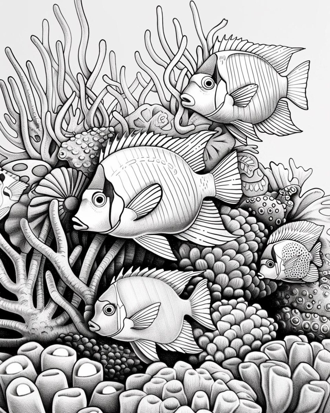 Printable Fish Swimming Coloring Pages, 6-PNG Files for Your Printable ...