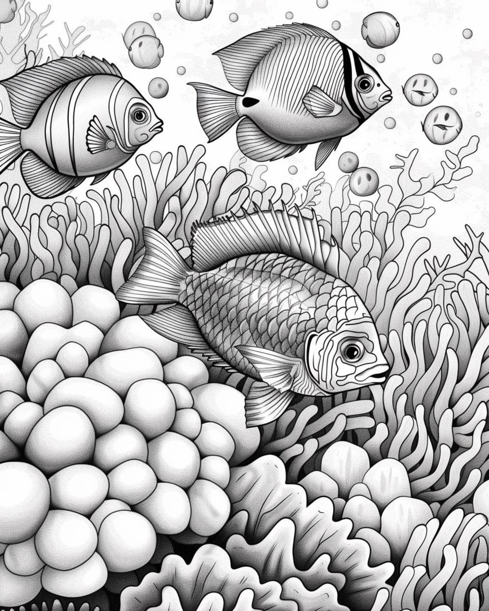 Printable Fish Swimming Coloring Pages, 6-PNG Files for Your Printable ...