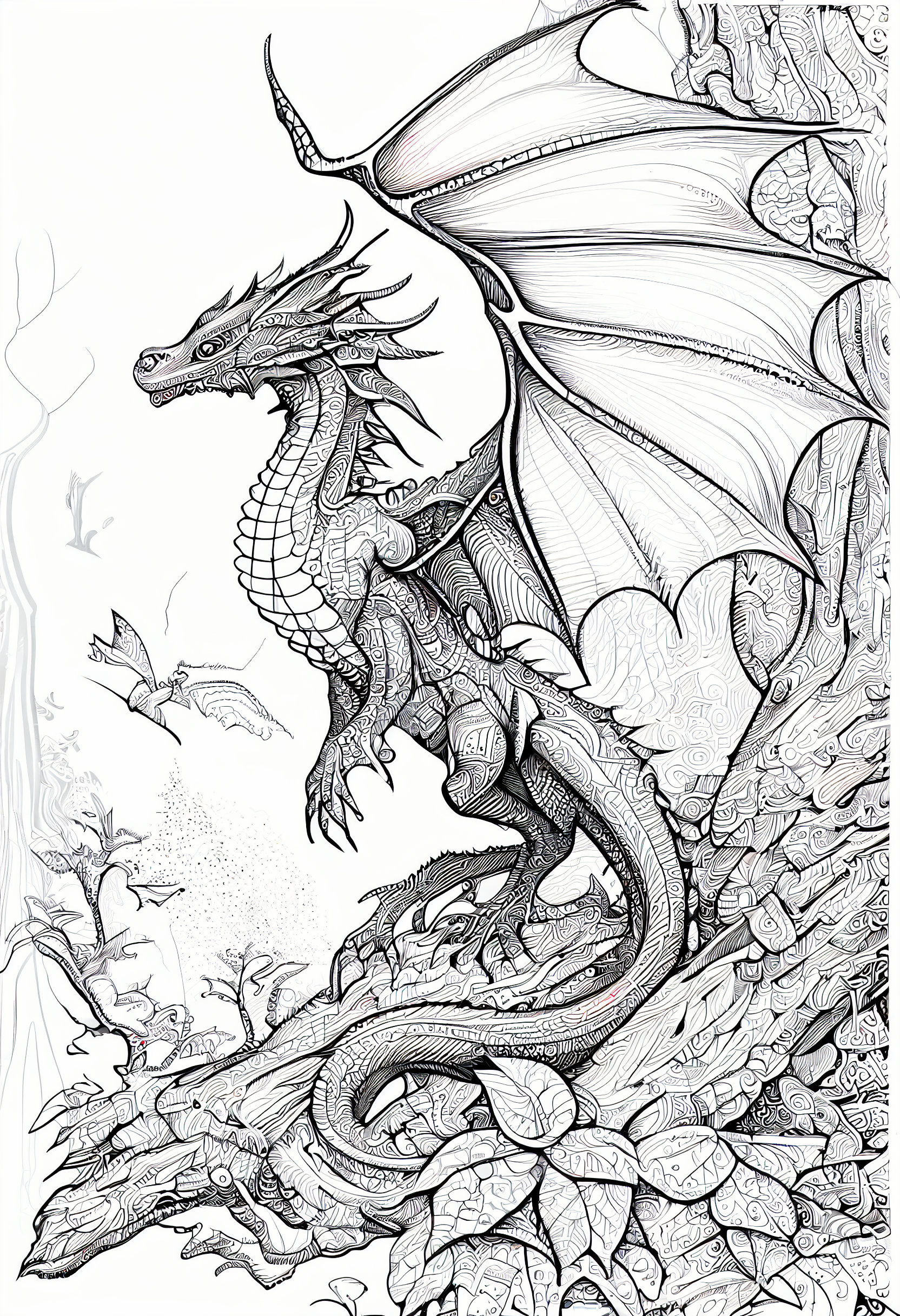 Dragon Coloring Pages 5 Png Computer Digital Files Etsy