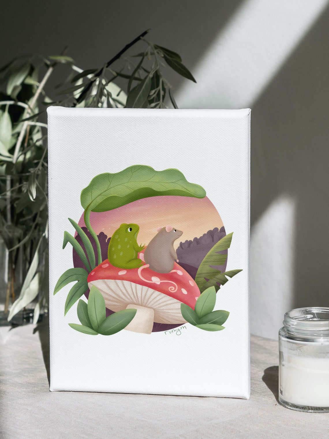 Frog and a Mouse Admiring the Sunset, Friendship Art, Digital Art ...