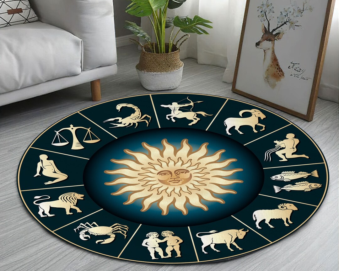 Zodiac Signs Rug, Modern Carpet for Living Room, Bedroom, Non-slip ...