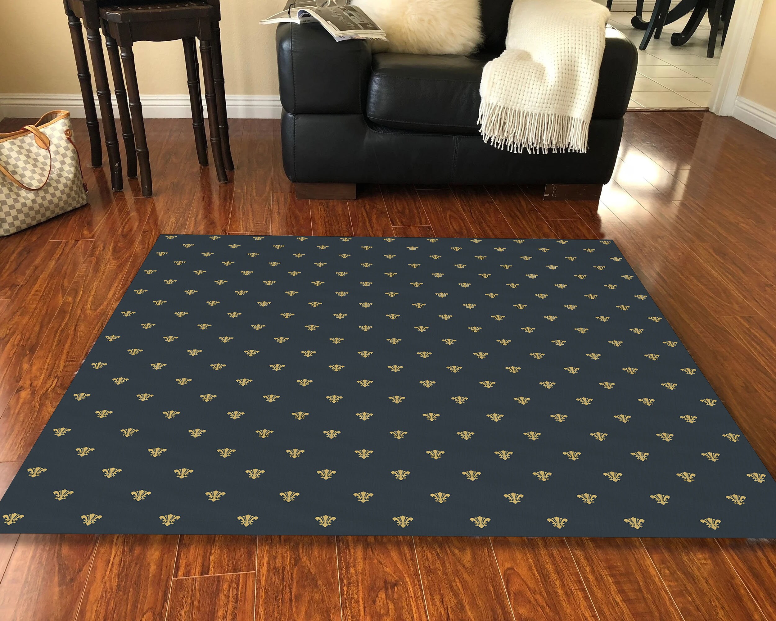 Fleur De Lys Royal Rug, Modern Carpet for Living Room, Bedroom, Non ...