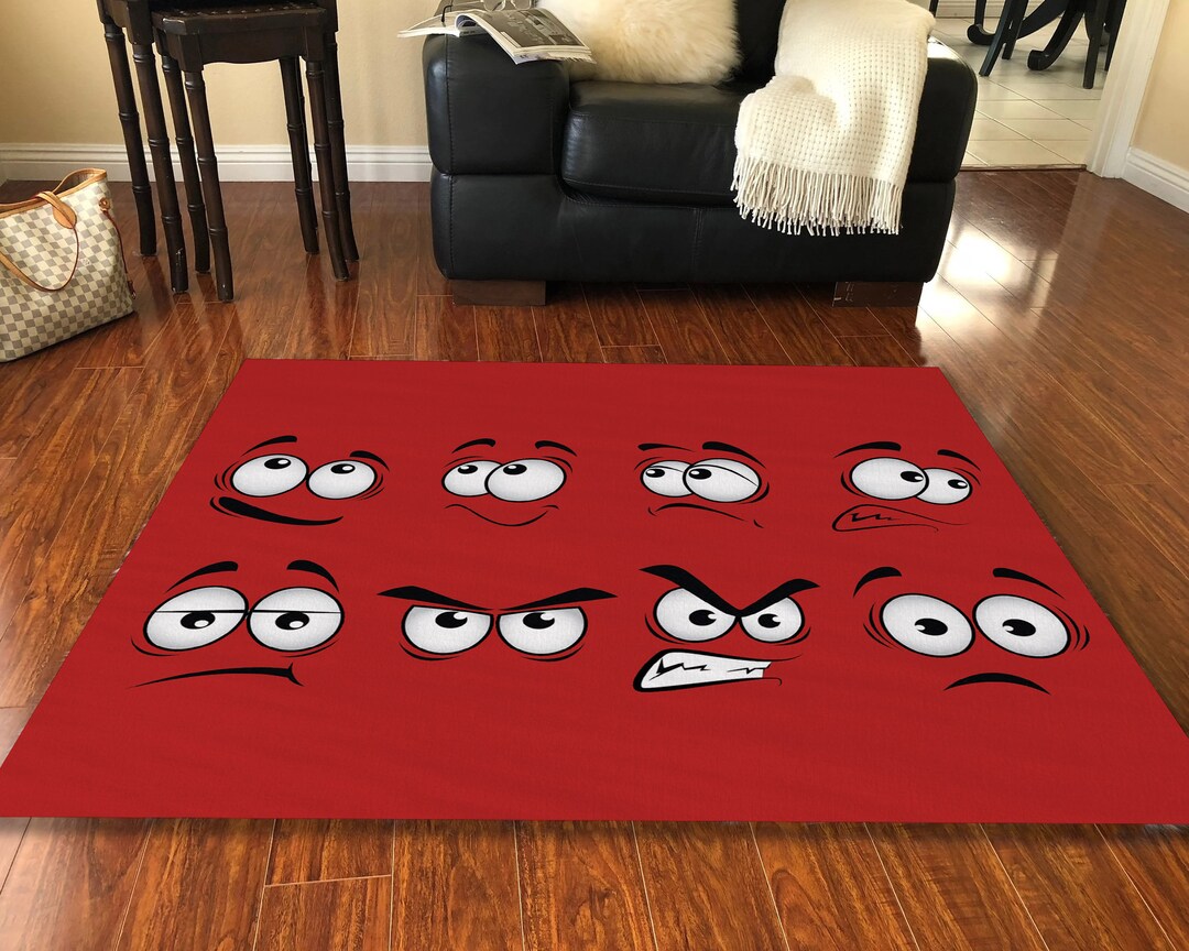 Funny Smileys Rug, Modern Carpet for Living Room, Bedroom, Non-slip ...