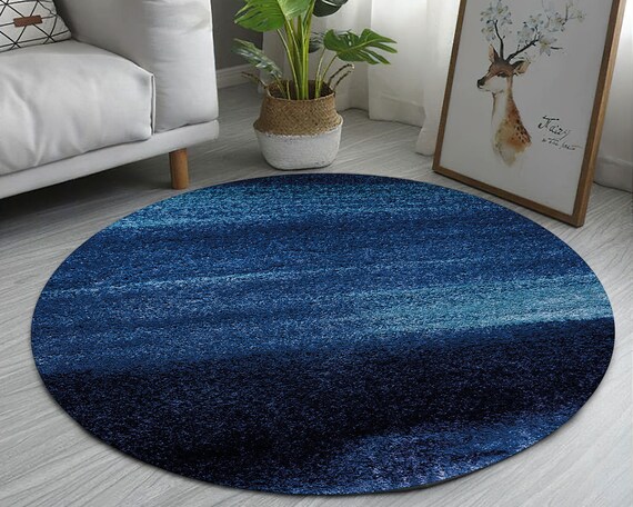 Midnight Blue Rug Pure Wool Lewes Rug In Dark Blue With Contrasting
