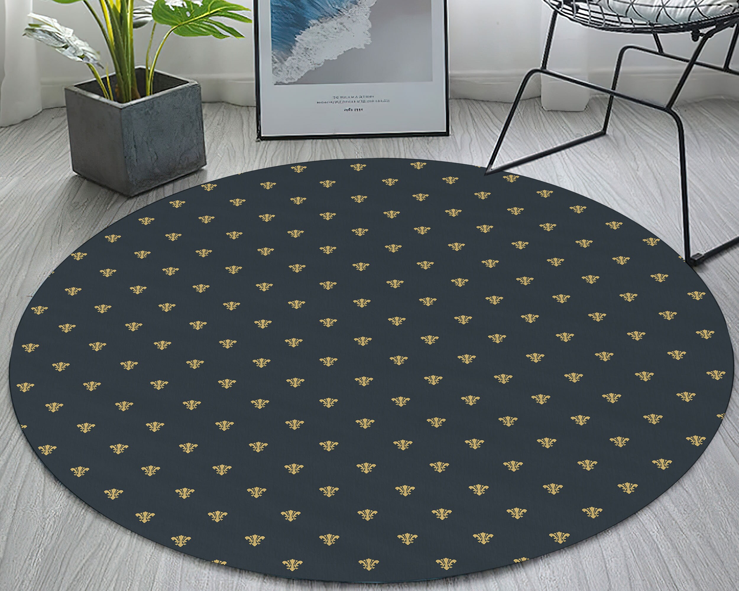 Fleur De Lys Royal Rug, Modern Carpet for Living Room, Bedroom, Non ...