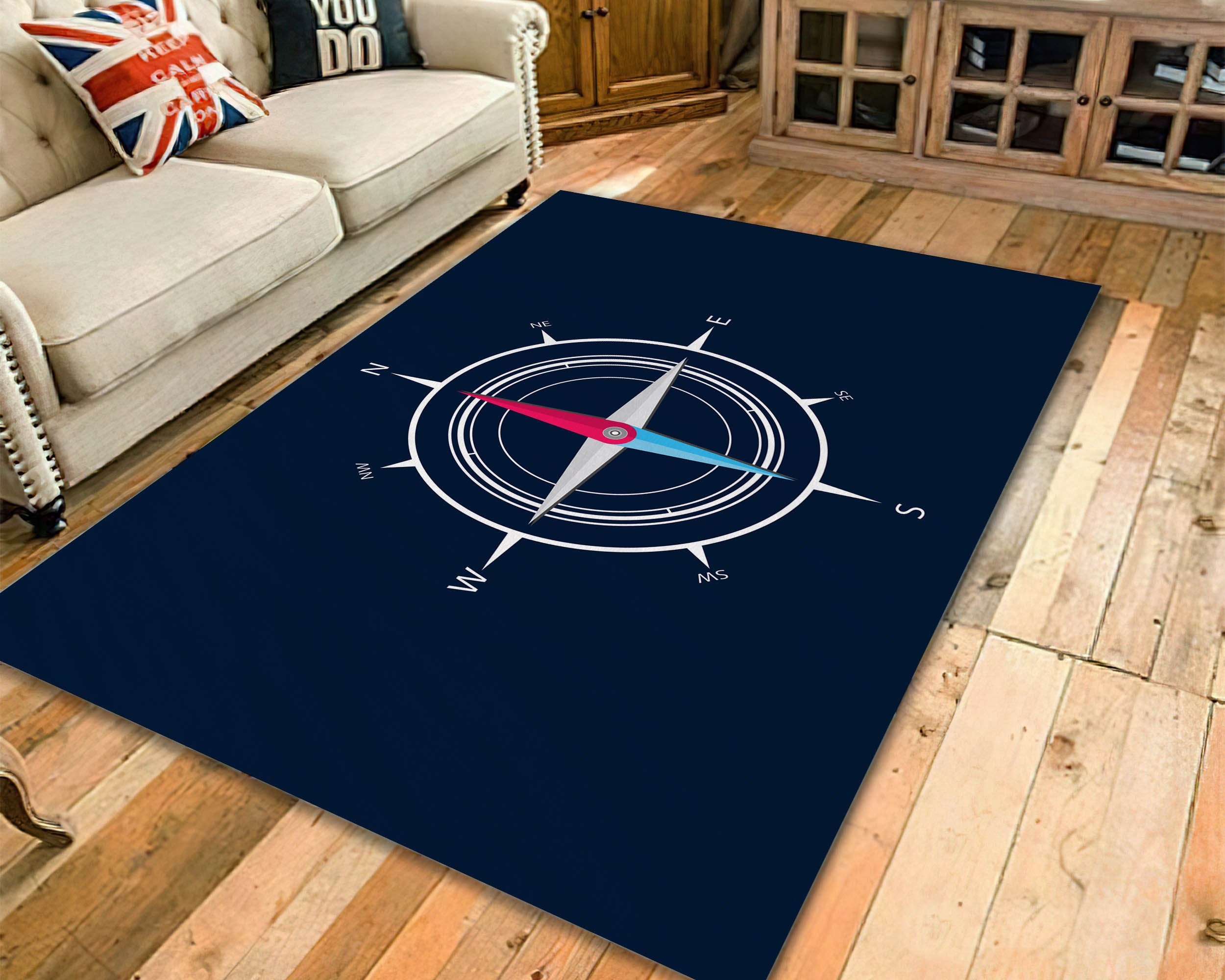 Navy Nautical Compass Rug, Navy Rug, Decoration Rug,non-slip Rug,office ...
