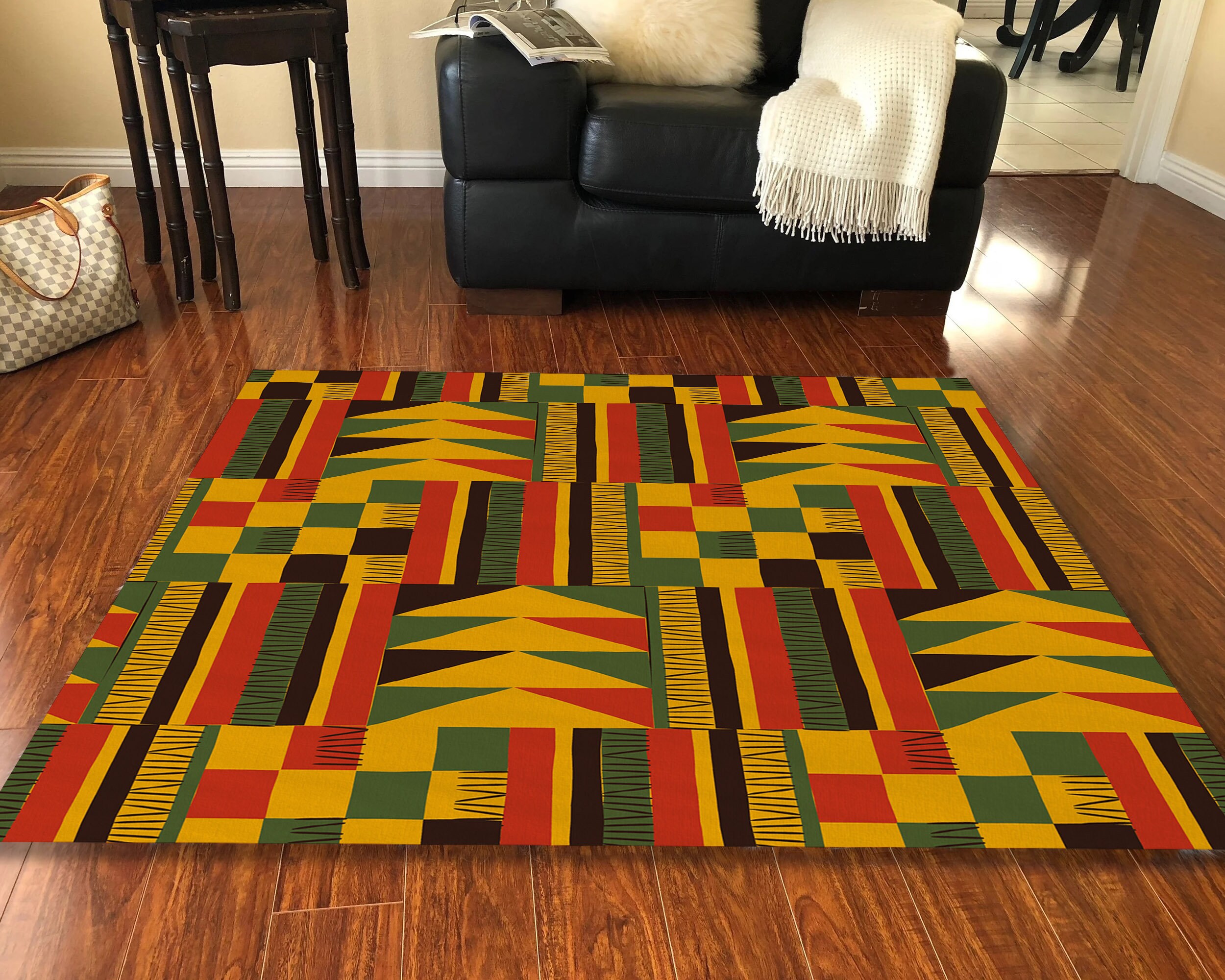 African Vibe Rug, Modern Carpet for Living Room, Bedroom, Non-slip ...