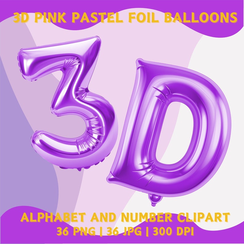 Purple Balloon Alphabet and Number Clipart Bundle, A-Z Clipart PNG, 0-9 ...