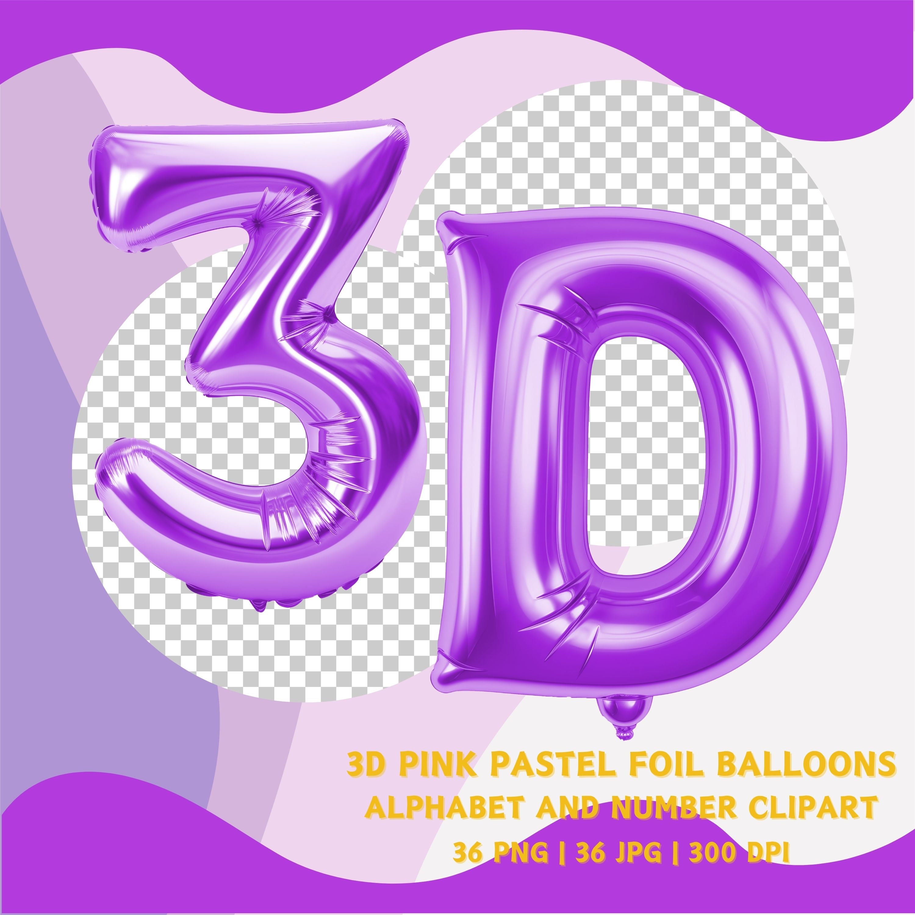 Purple Balloon Alphabet and Number Clipart Bundle, A-Z Clipart PNG, 0-9 ...