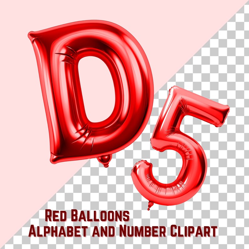 Red Foil Balloon Alphabet and Number Clipart Bundle for Party, School ...