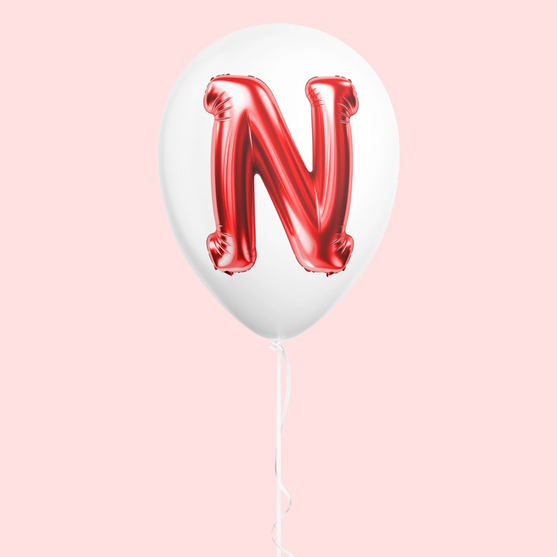 Red Foil Balloon Alphabet and Number Clipart Bundle for Party, School ...