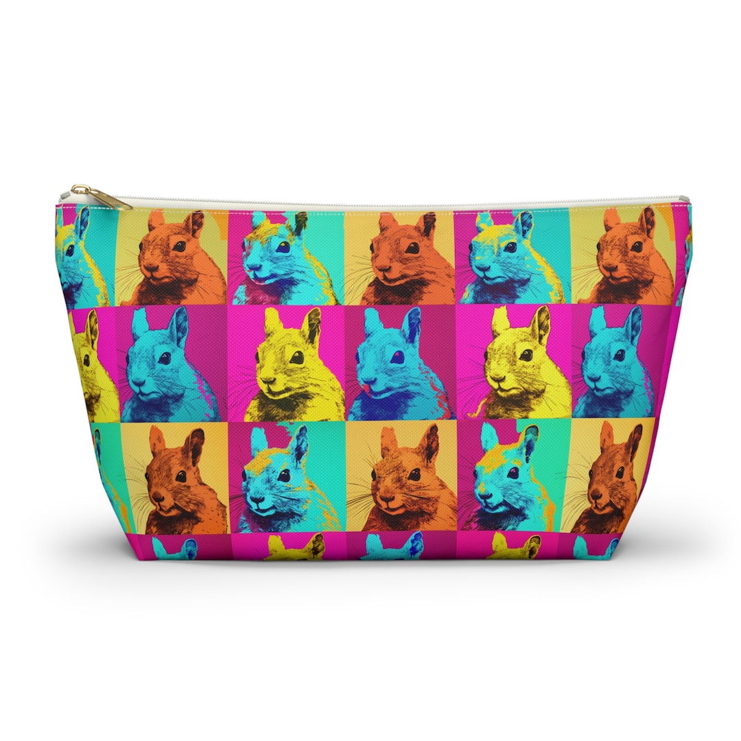 Modern Art Andy Warhol Inspired Chic Fashion Squirrel Accessory Pouch W ...