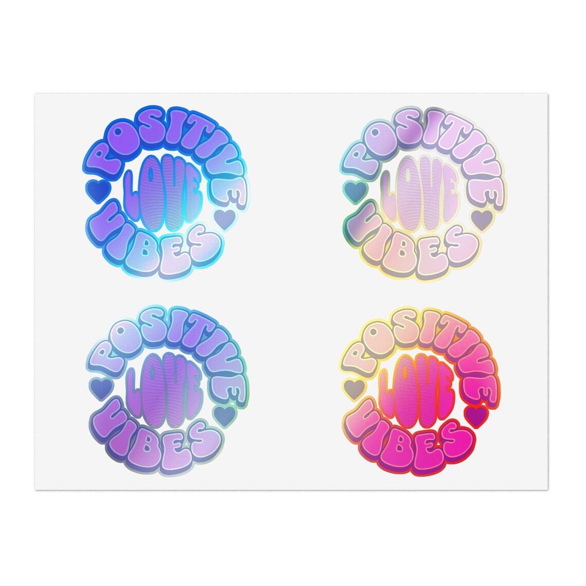 Positive Vibes Love Peace Holographic Vinal Sticker Sheet - Etsy