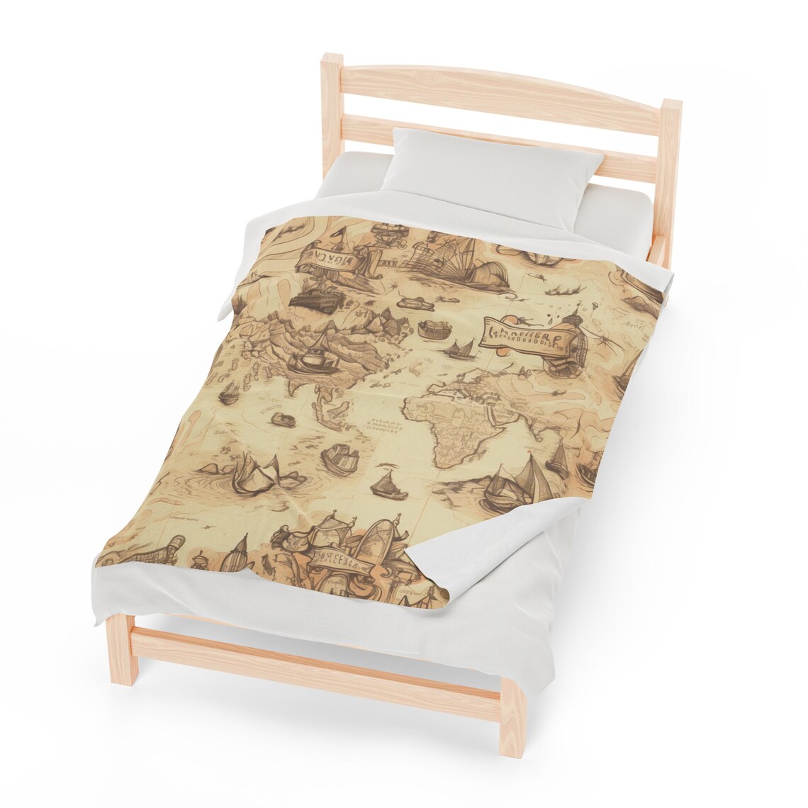 Old World Travel Map Vintage Style Velveteen Plush Blanket - Etsy