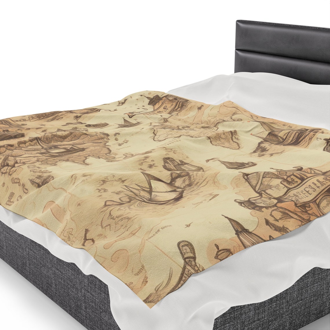 Old World Travel Map Vintage Style Velveteen Plush Blanket - Etsy