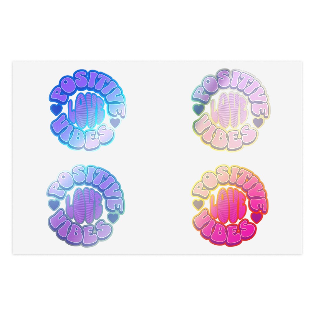 Positive Vibes Love Peace Holographic Vinal Sticker Sheet - Etsy