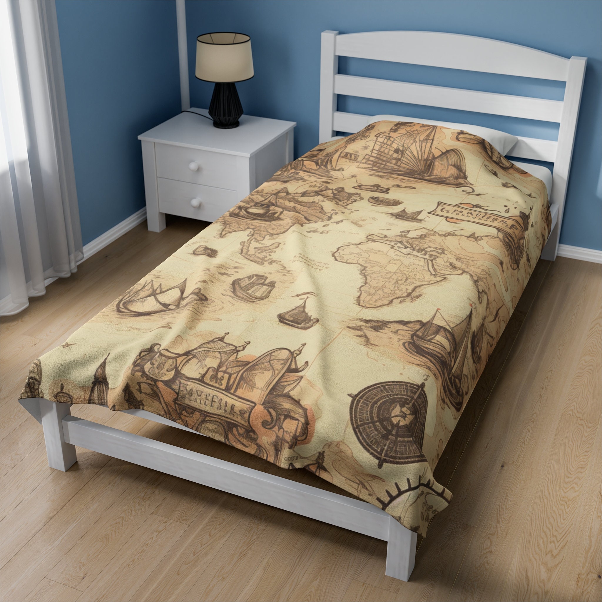 Old World Travel Map Vintage Style Velveteen Plush Blanket - Etsy