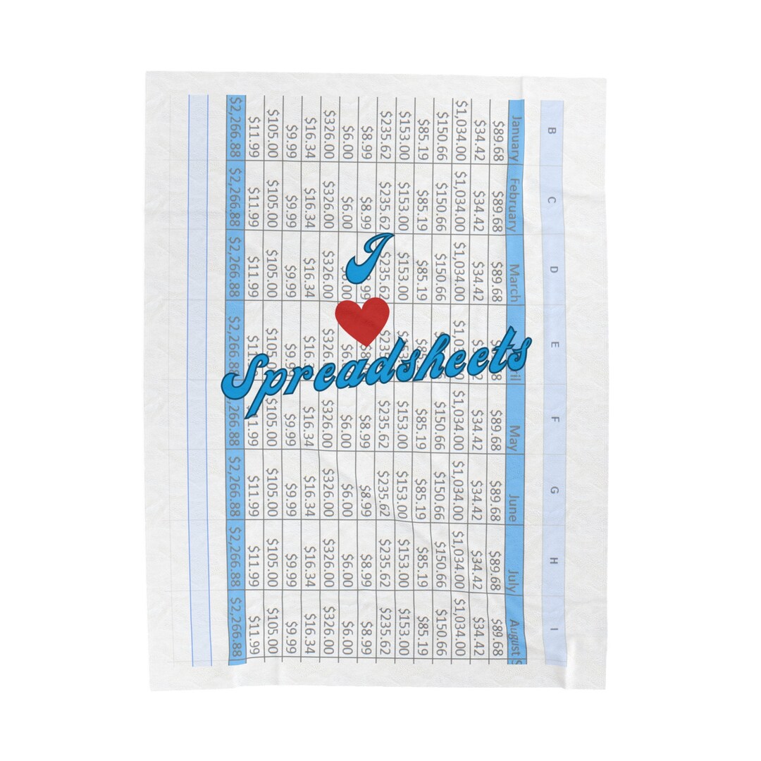 I Heart Spreadsheets Office Tech Best Boss Gift Cozy Unique Velveteen ...