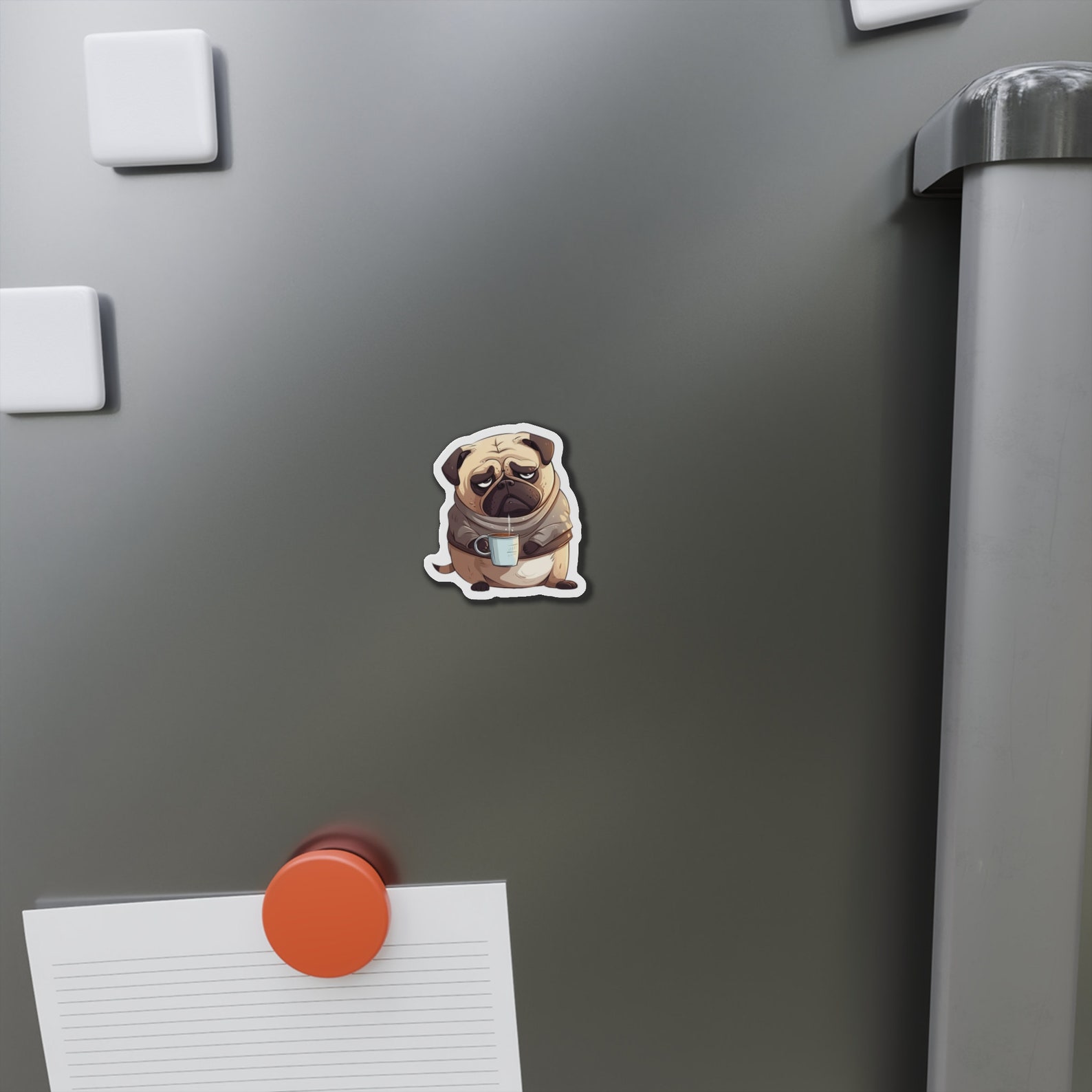 Mondays Tired Pug With Coffee Die-cut Magnets - Etsy