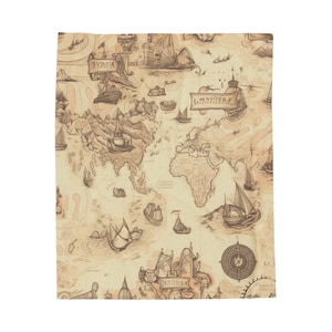 Old World Travel Map Vintage Style Velveteen Plush Blanket - Etsy