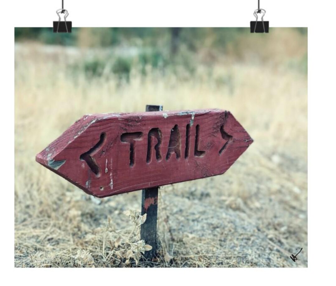Rustic Trail Sign Satin Poster, Nature Wall Art, Adventure Decor ...
