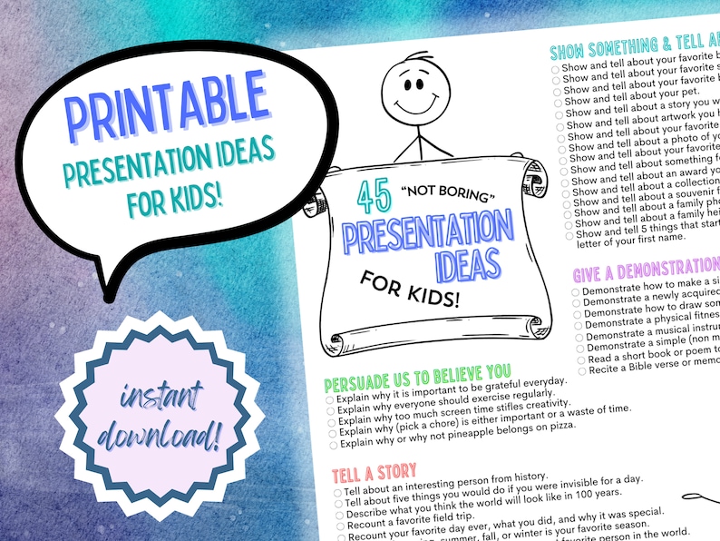 45 (not Boring) Presentation Ideas for Kids - Etsy